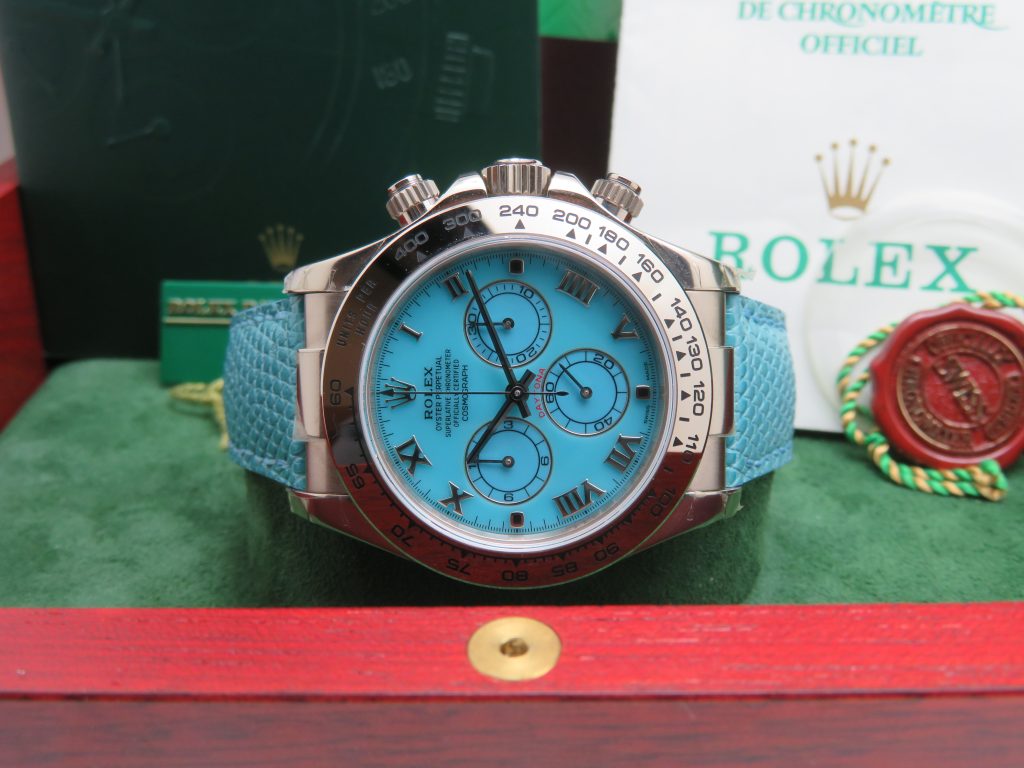 2000 Rolex Daytona 116519 Turquoise Dial 18k White Gold Men's ...